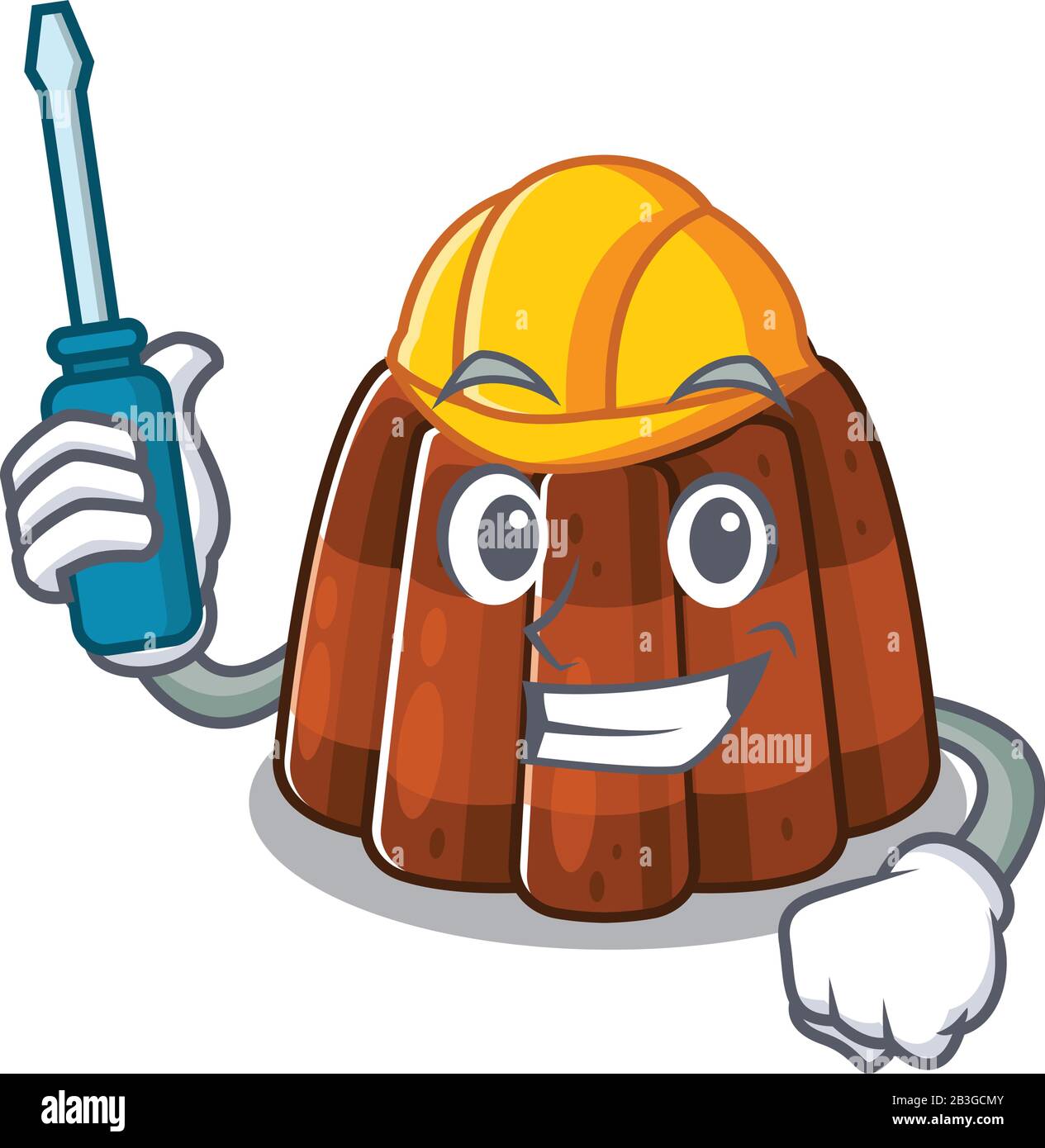 cartoon character style chocolate pudding working as an automotive ...