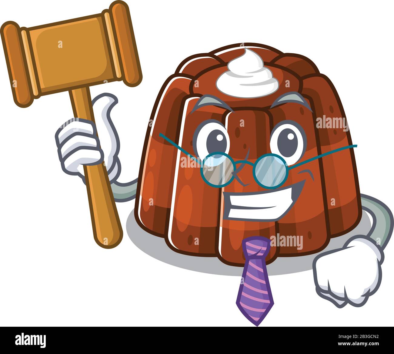 Smart Judge chocolate pudding in mascot cartoon character style Stock ...
