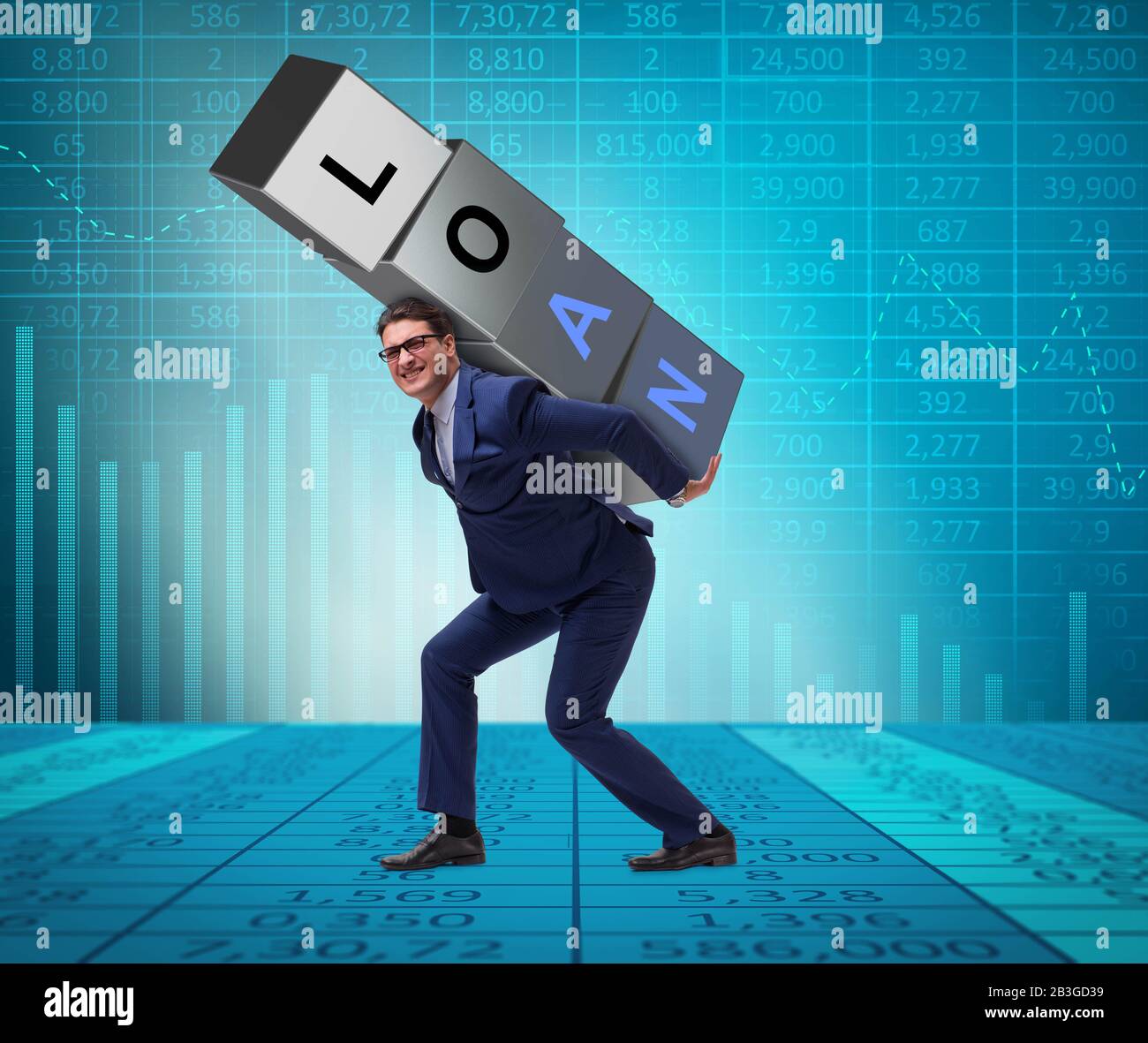 The man under the burden of loan Stock Photo - Alamy
