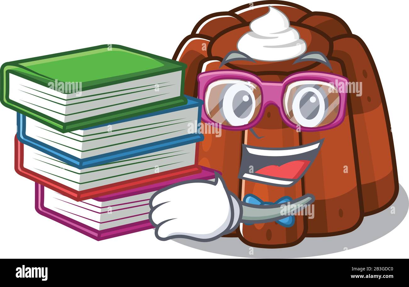 mascot cartoon of chocolate pudding studying with book Stock Vector ...