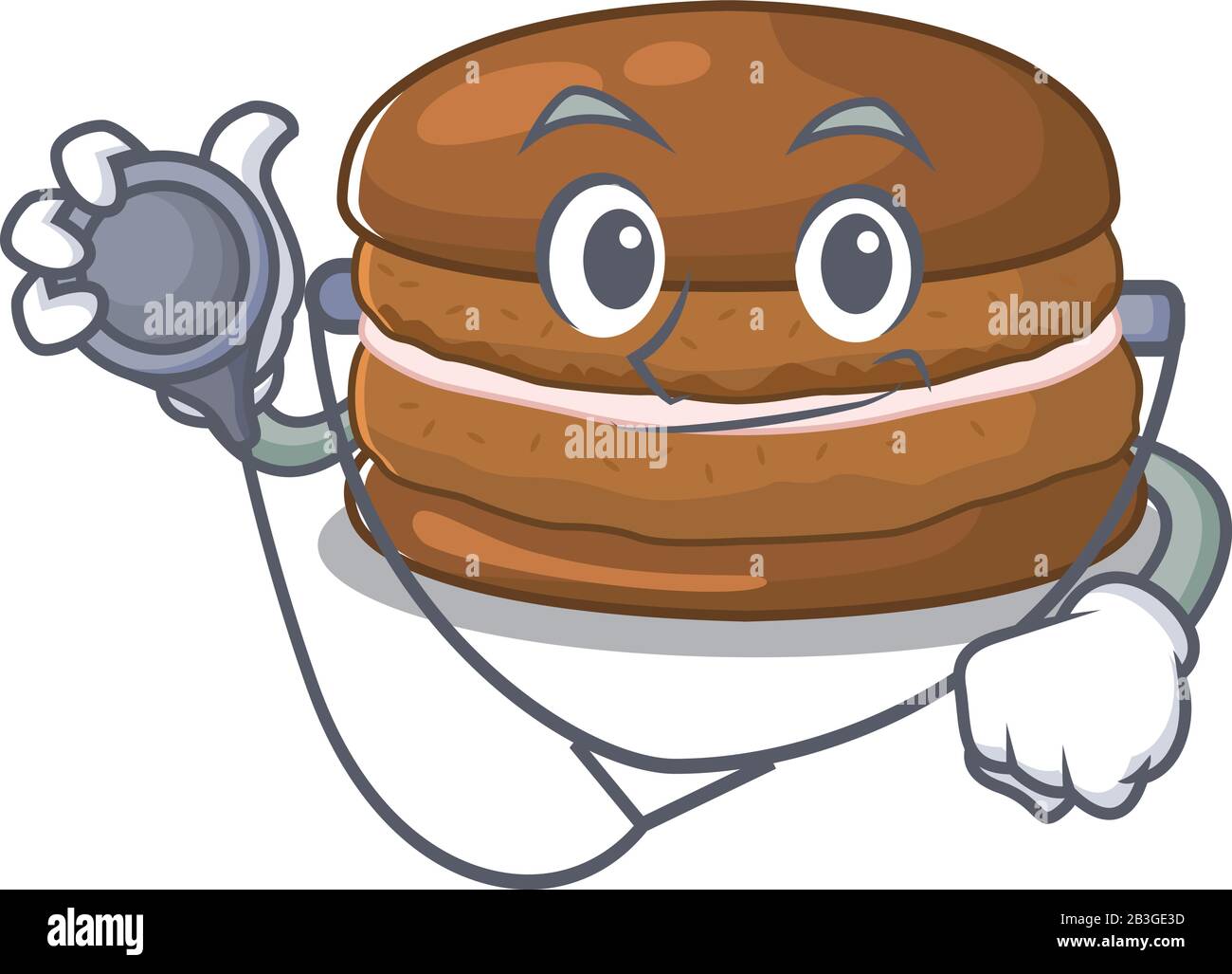 A mascot picture of chocolate macaron cartoon as a Doctor with tools ...