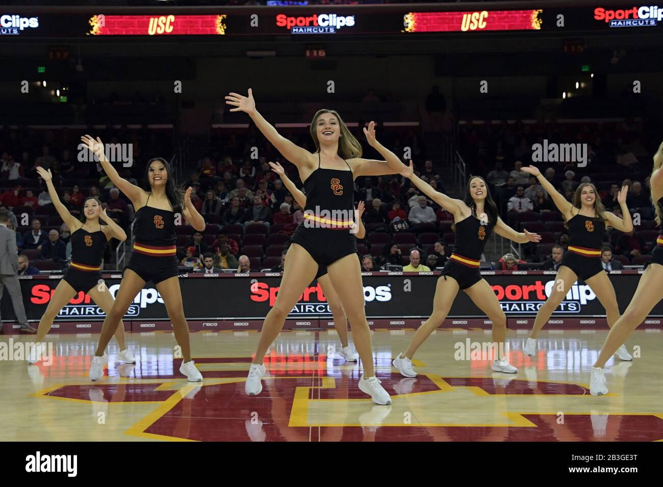 Cheerleaders perform during basketball game hi-res stock photography ...