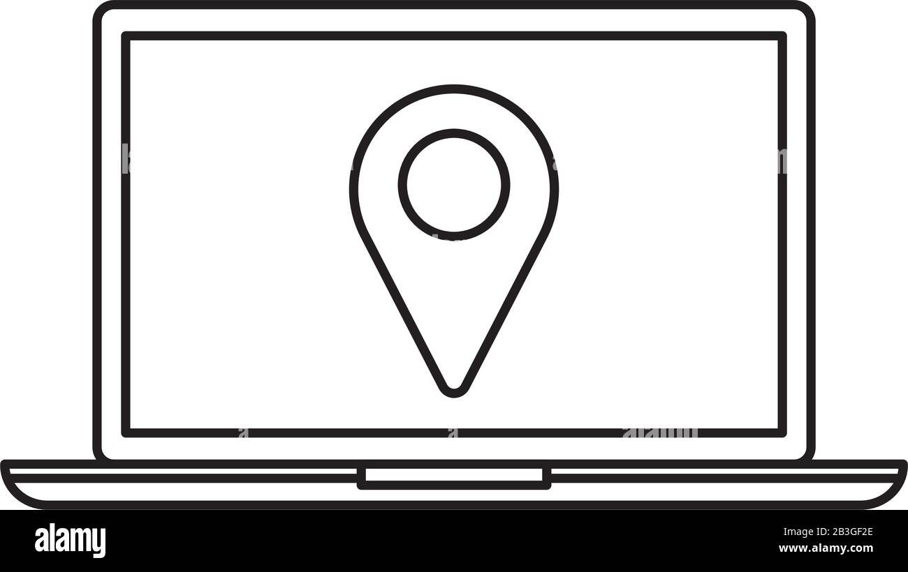 Isolated gps mark inside laptop vector design Stock Vector Image & Art ...