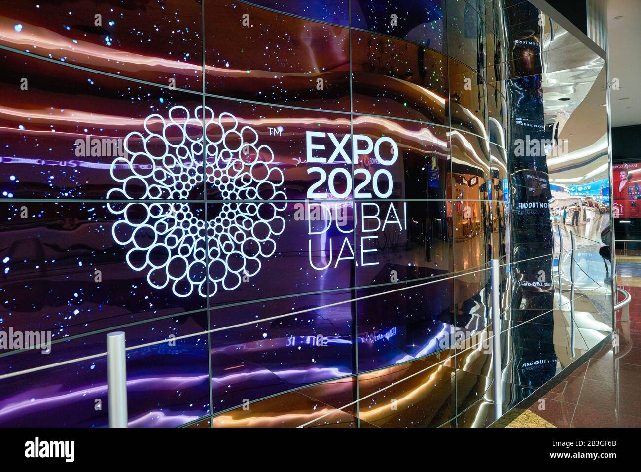 DUBAI, UAE - CIRCA JANUARY 2019: Dubai Expo 2020 Screen in Dubai ...