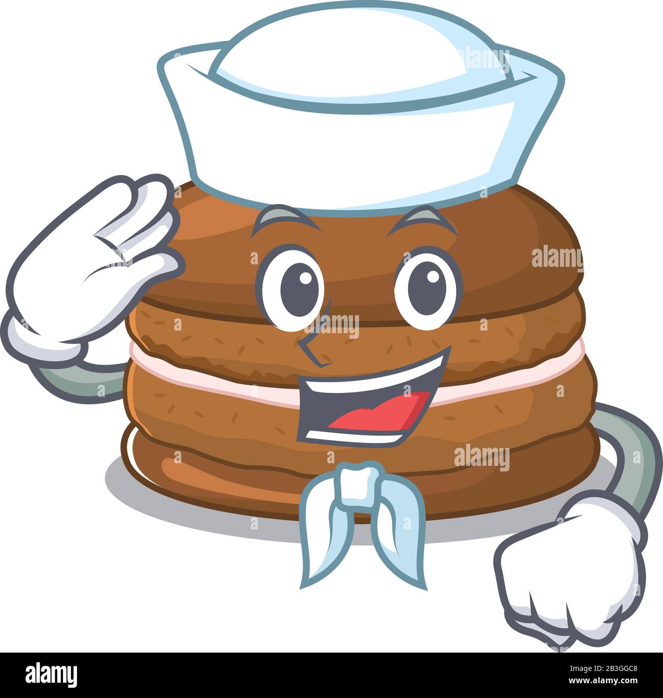 Chocolate macaron cartoon concept Sailor wearing hat Stock Vector Image ...