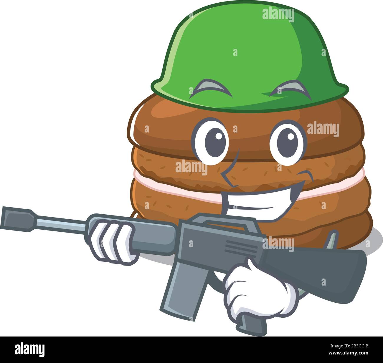 A cute picture of chocolate macaron Army with machine gun Stock Vector ...