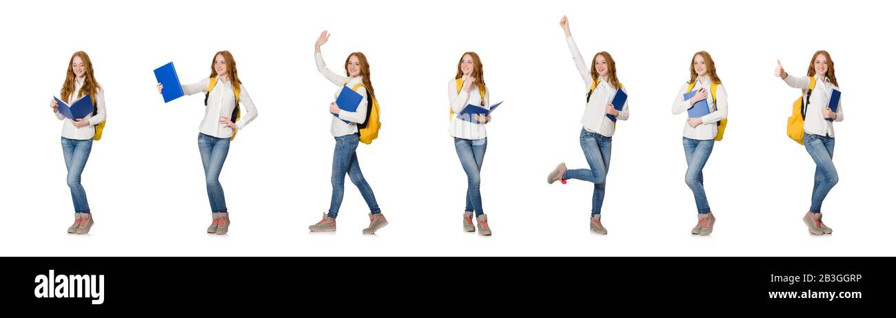 The young student isolated on the white background Stock Photo - Alamy