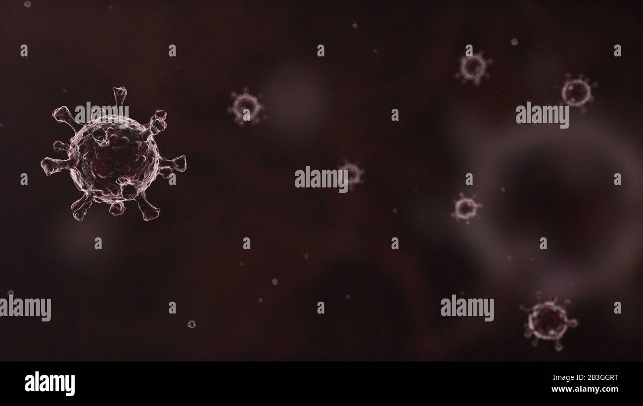 Microscopic image of genetically modified virus in cell, dark brown ...