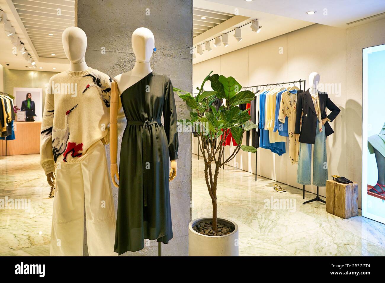HONG KONG, CHINA - CIRCA JANUARY, 2019: clothes on display at MO&Co ...