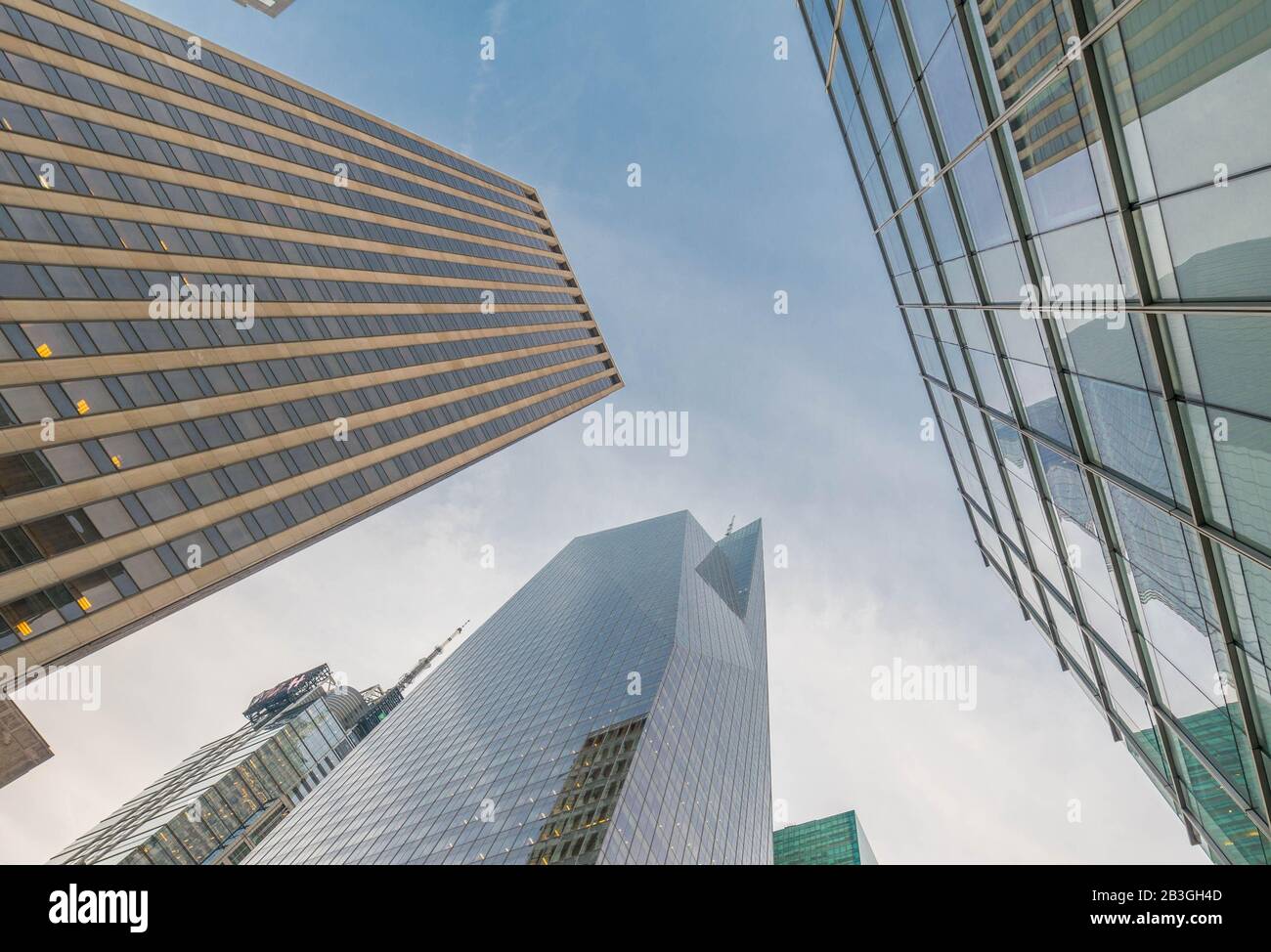 The new york skyscrapers vew from street level Stock Photo - Alamy