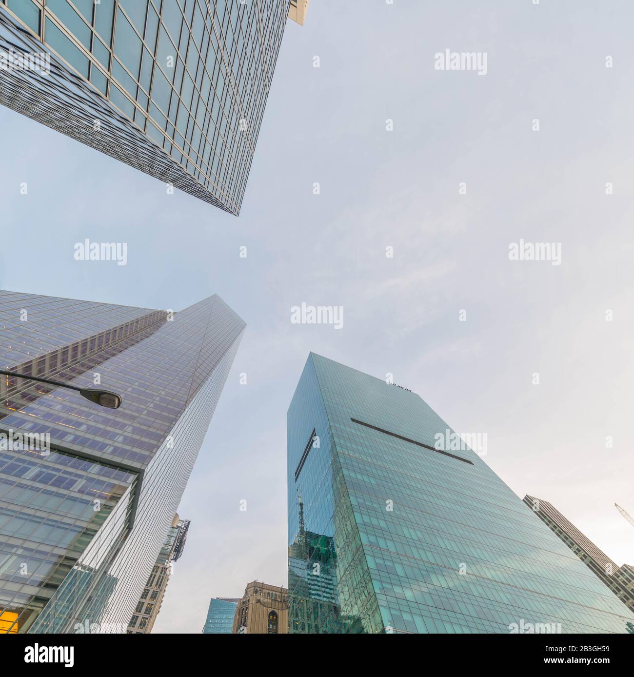 The new york skyscrapers vew from street level Stock Photo - Alamy