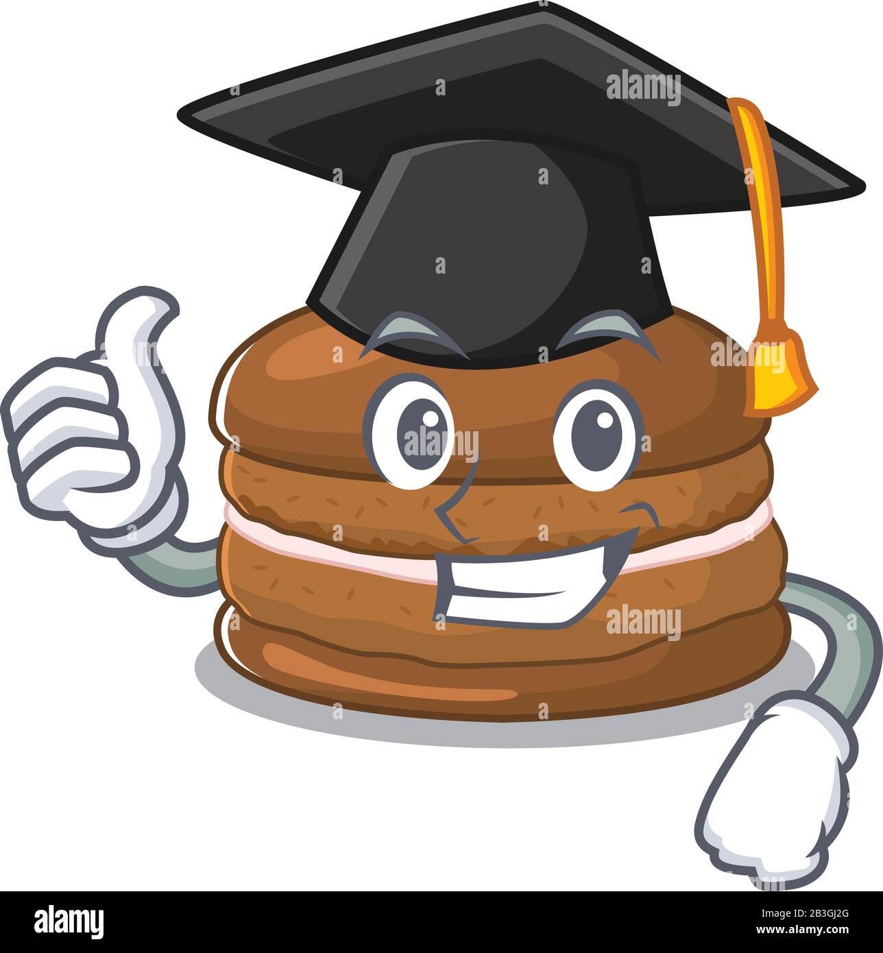 happy and proud of chocolate macaron wearing a black Graduation hat ...