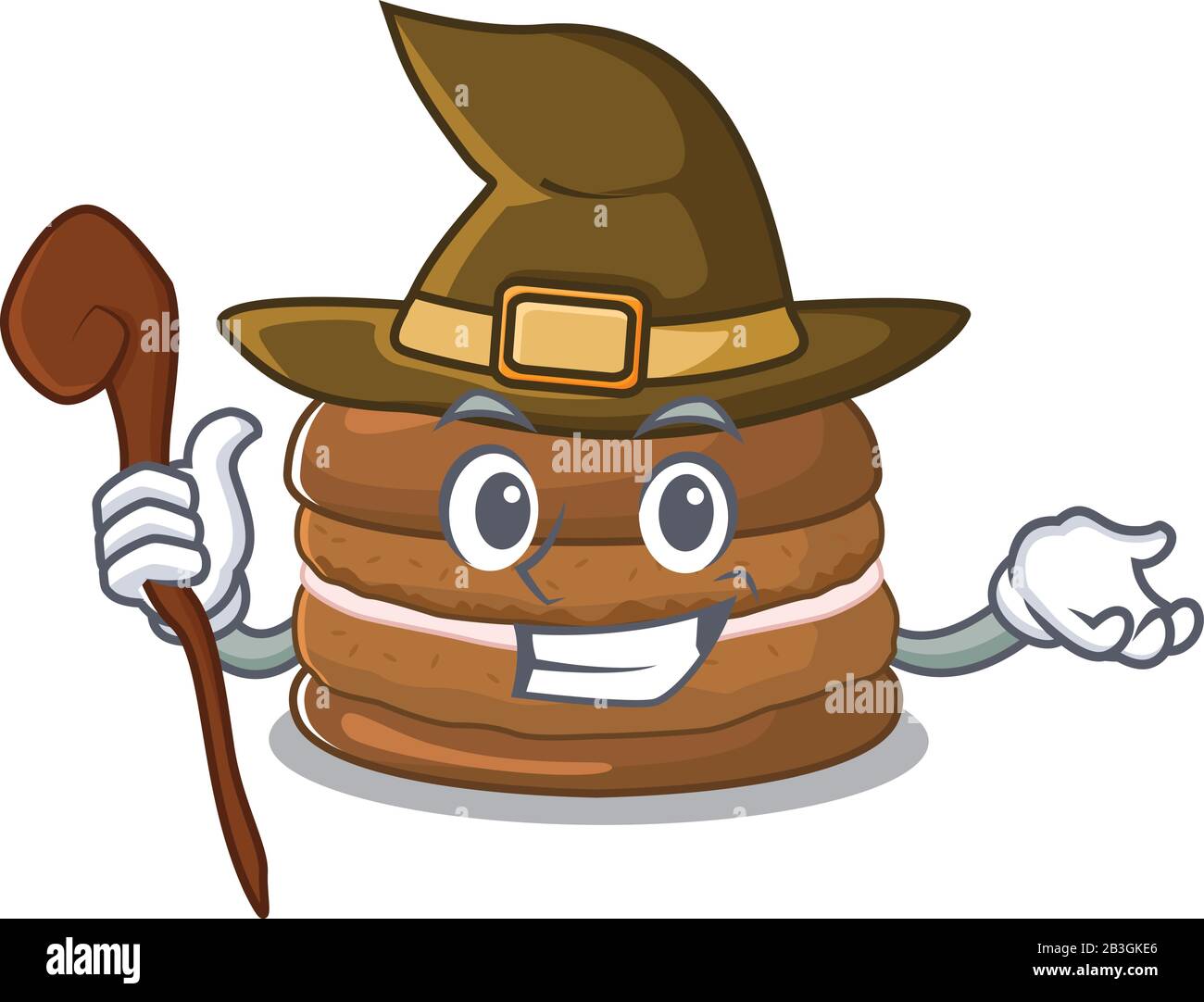 a mascot concept of chocolate macaron performed as a witch Stock Vector ...
