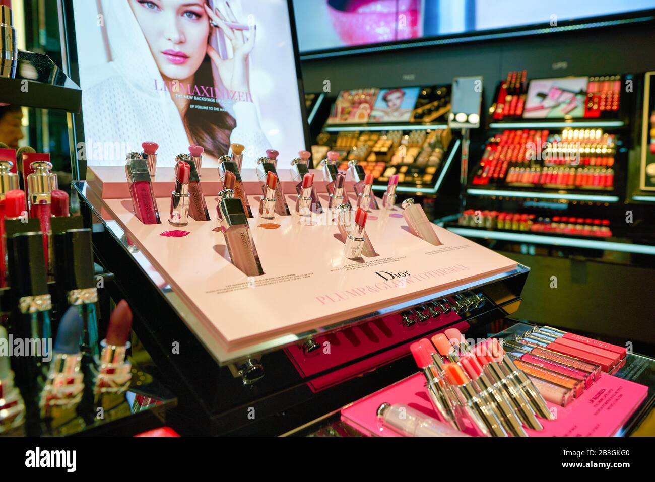 HONG KONG, CHINA - CIRCA JANUARY, 2019: cosmetic products on display at ...