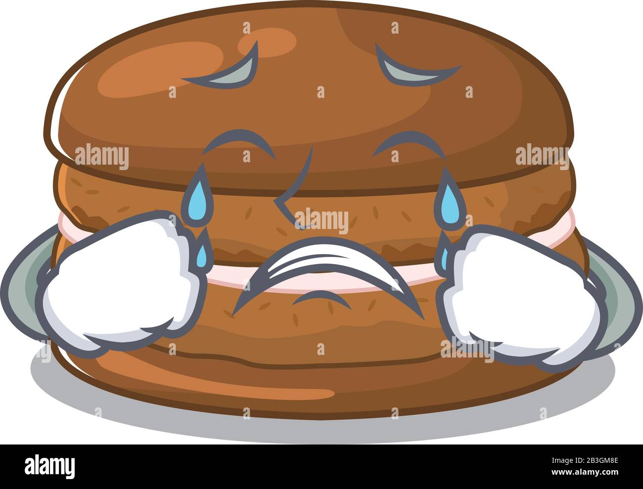 Chocolate macaron cartoon character concept with a sad face Stock ...