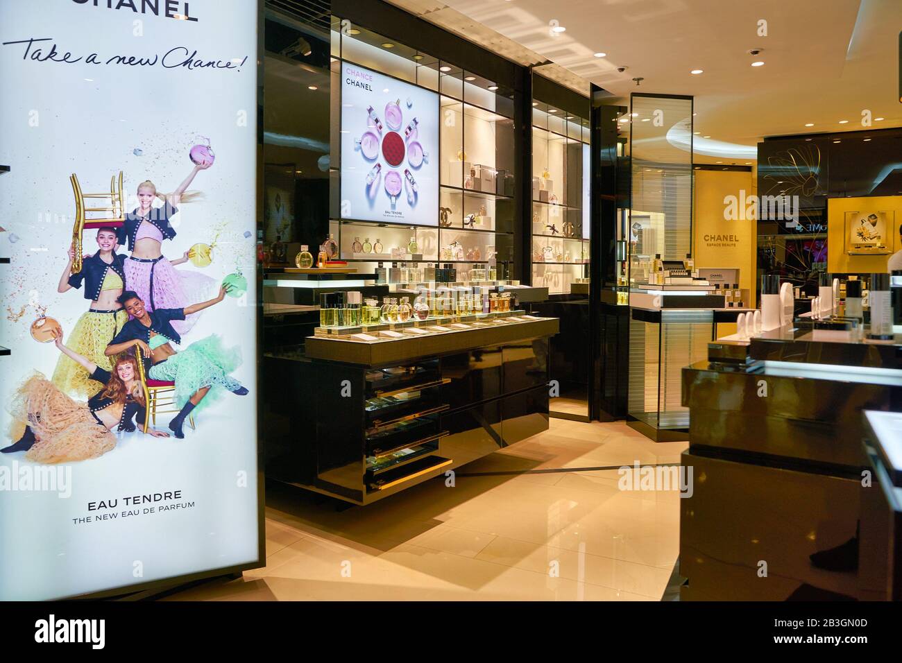 HONG KONG, CHINA - CIRCA JANUARY, 2019: fragrances on display at Chanel ...