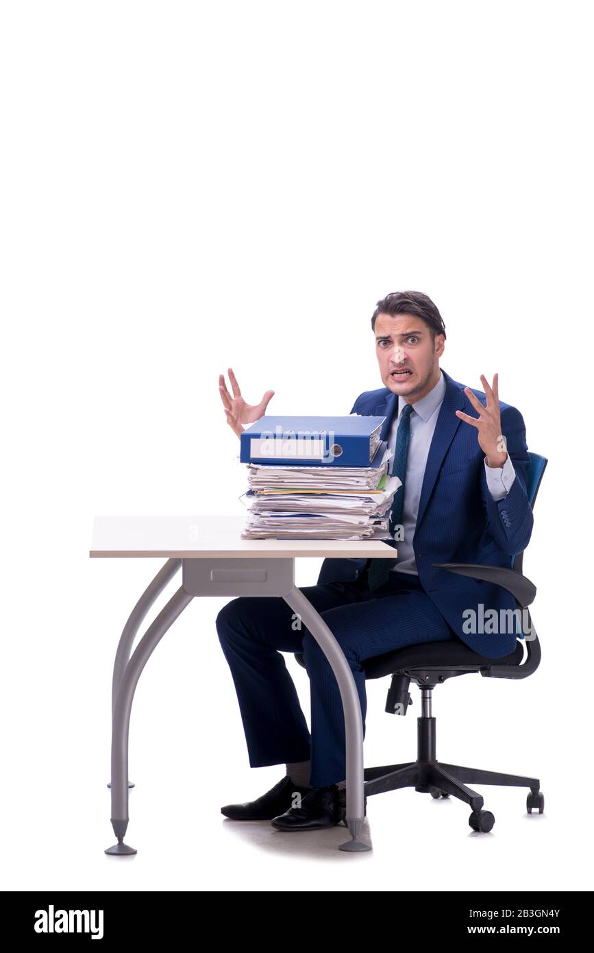 The employee working isolated on white background Stock Photo - Alamy