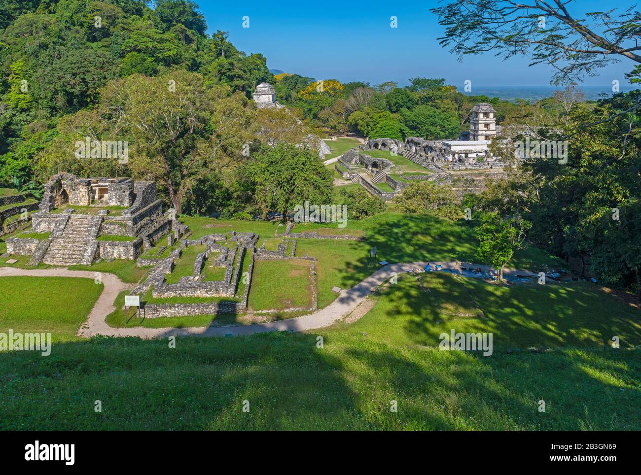 The rainforest setting of the Mayan ancient ruins of Palenque, Chiapas ...