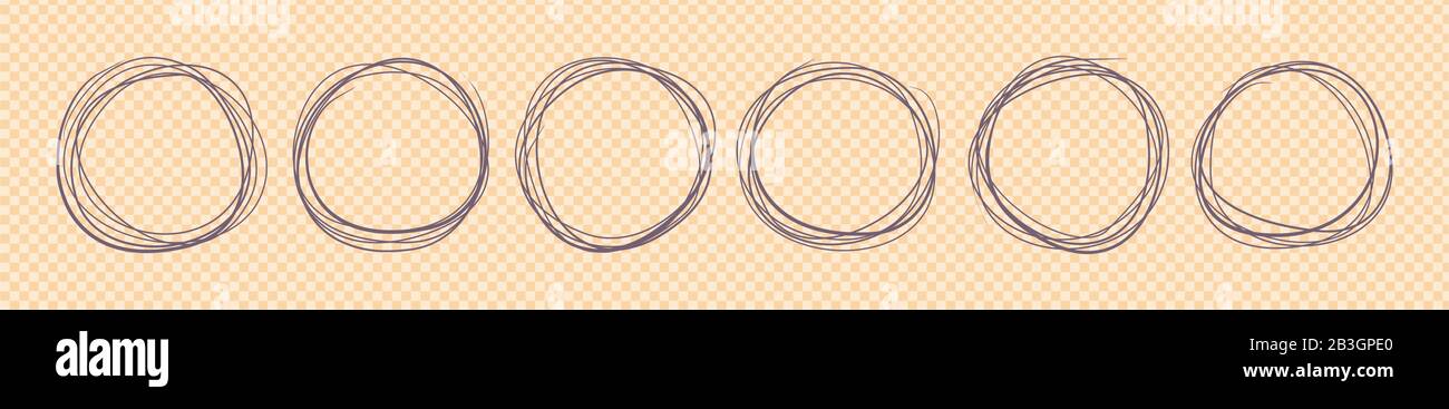 Set of round doodles hand-drawn. Template for messages, design. Rough ...