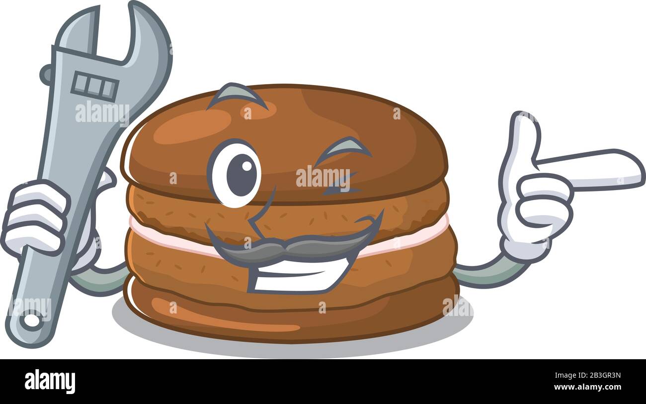 Smart Mechanic chocolate macaron cartoon character design Stock Vector ...