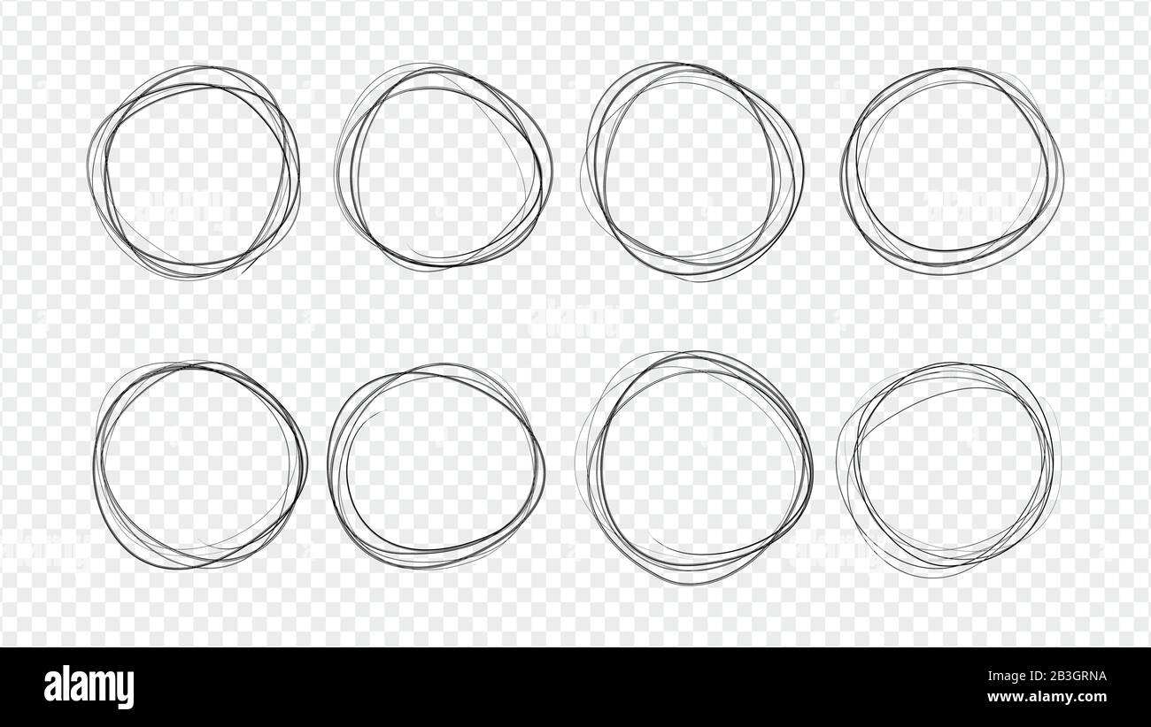 Set of round doodles hand-drawn. Template for messages, design. Rough ...