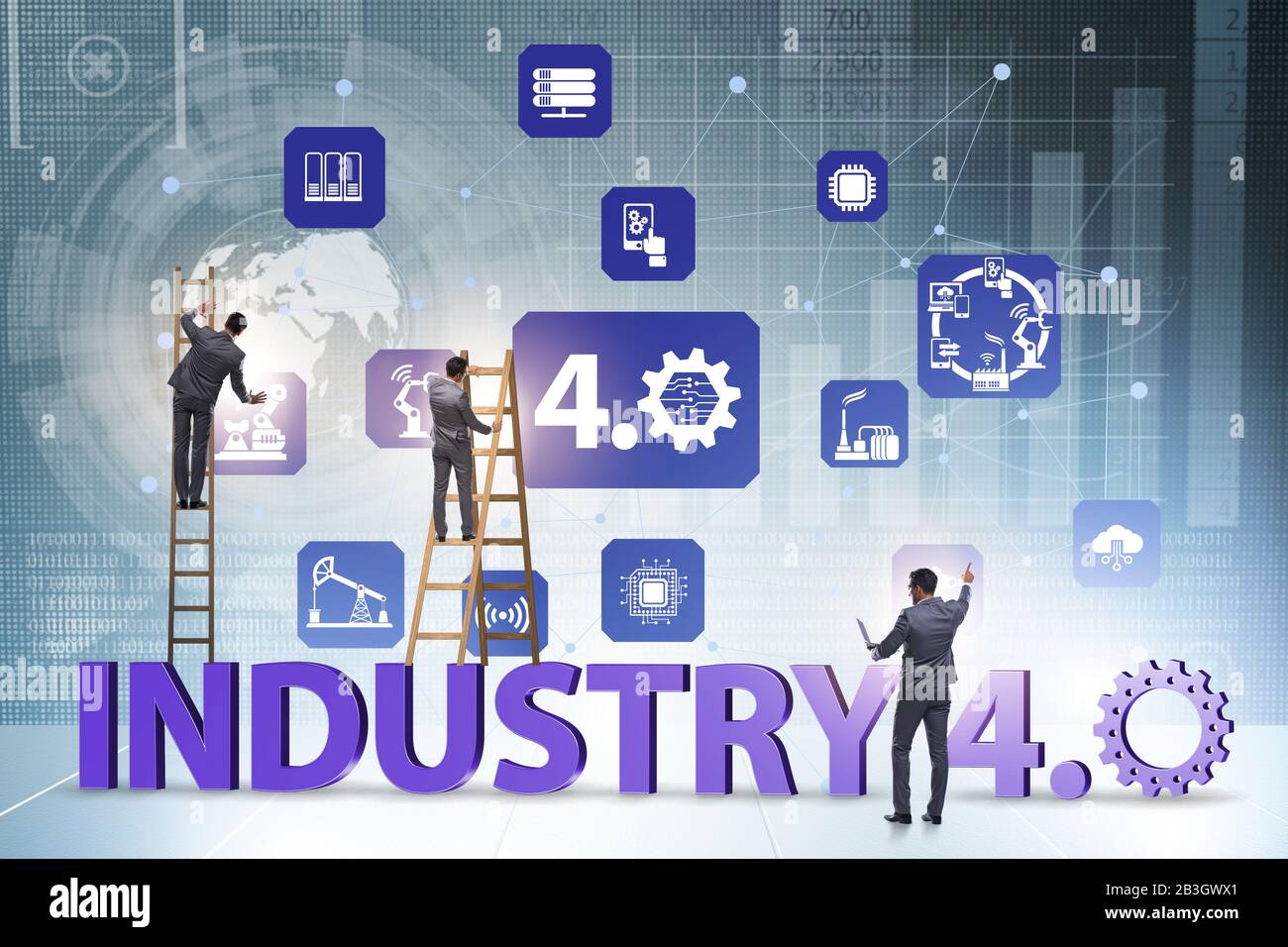 The modern industry 4.0 technical automation concept Stock Photo - Alamy