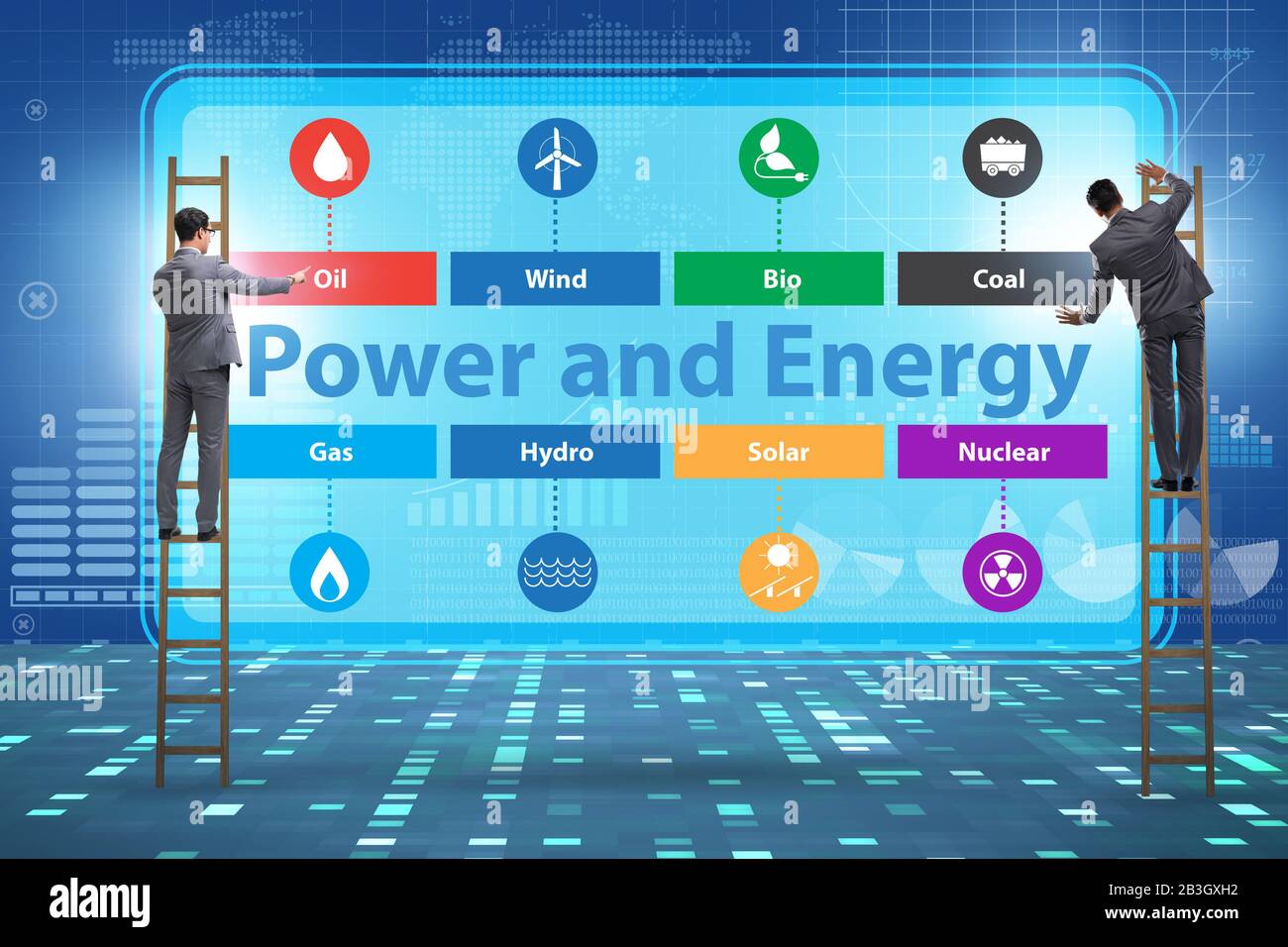 The energy mix concept with businessman Stock Photo - Alamy