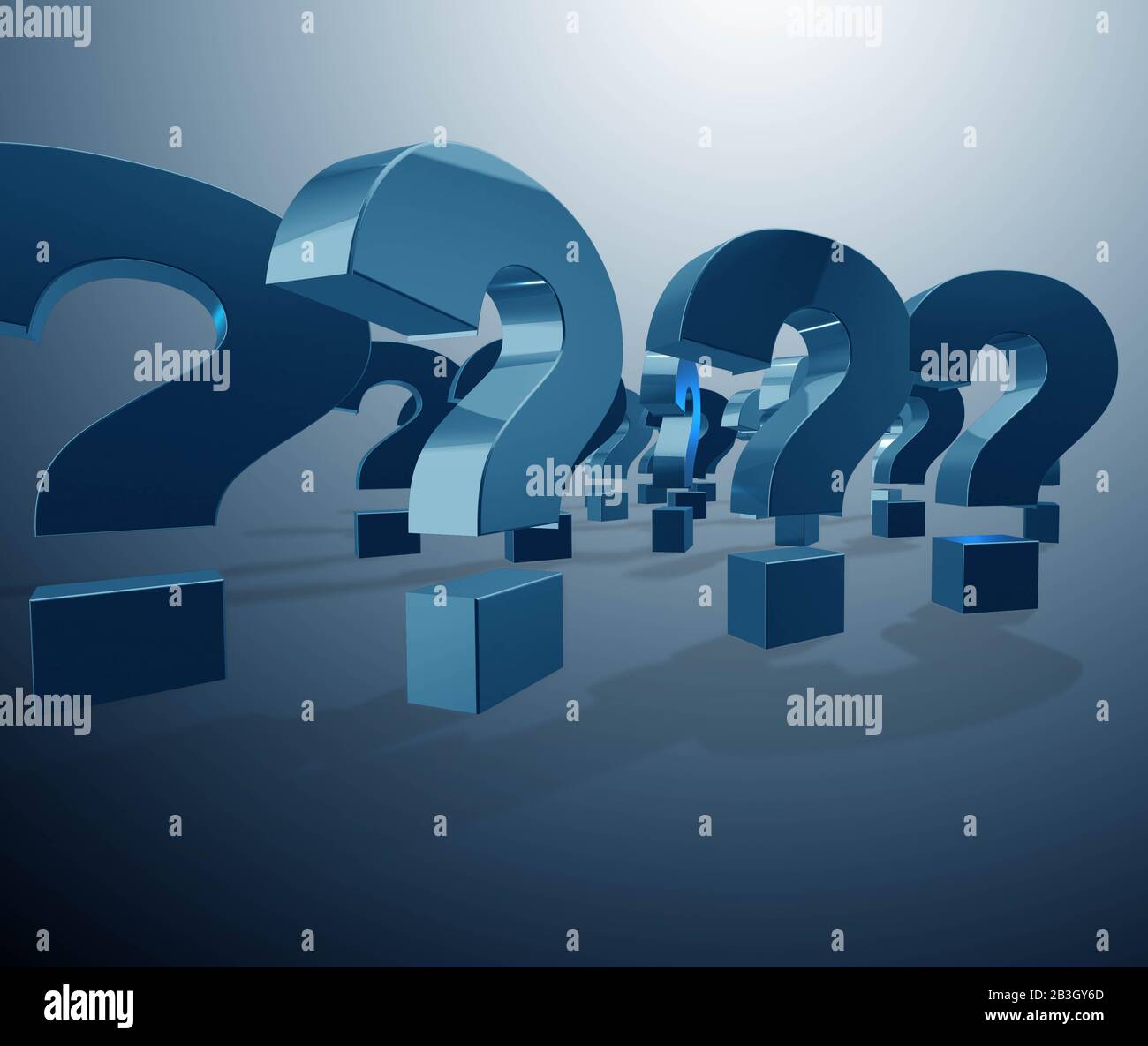 The question marks in uncertainty concept - 3d rendering Stock Photo ...