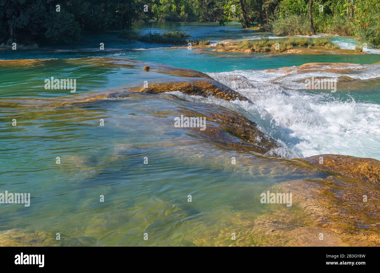 Landscape of the Agua Azul waterfalls in Chiapas state near Palenque ...