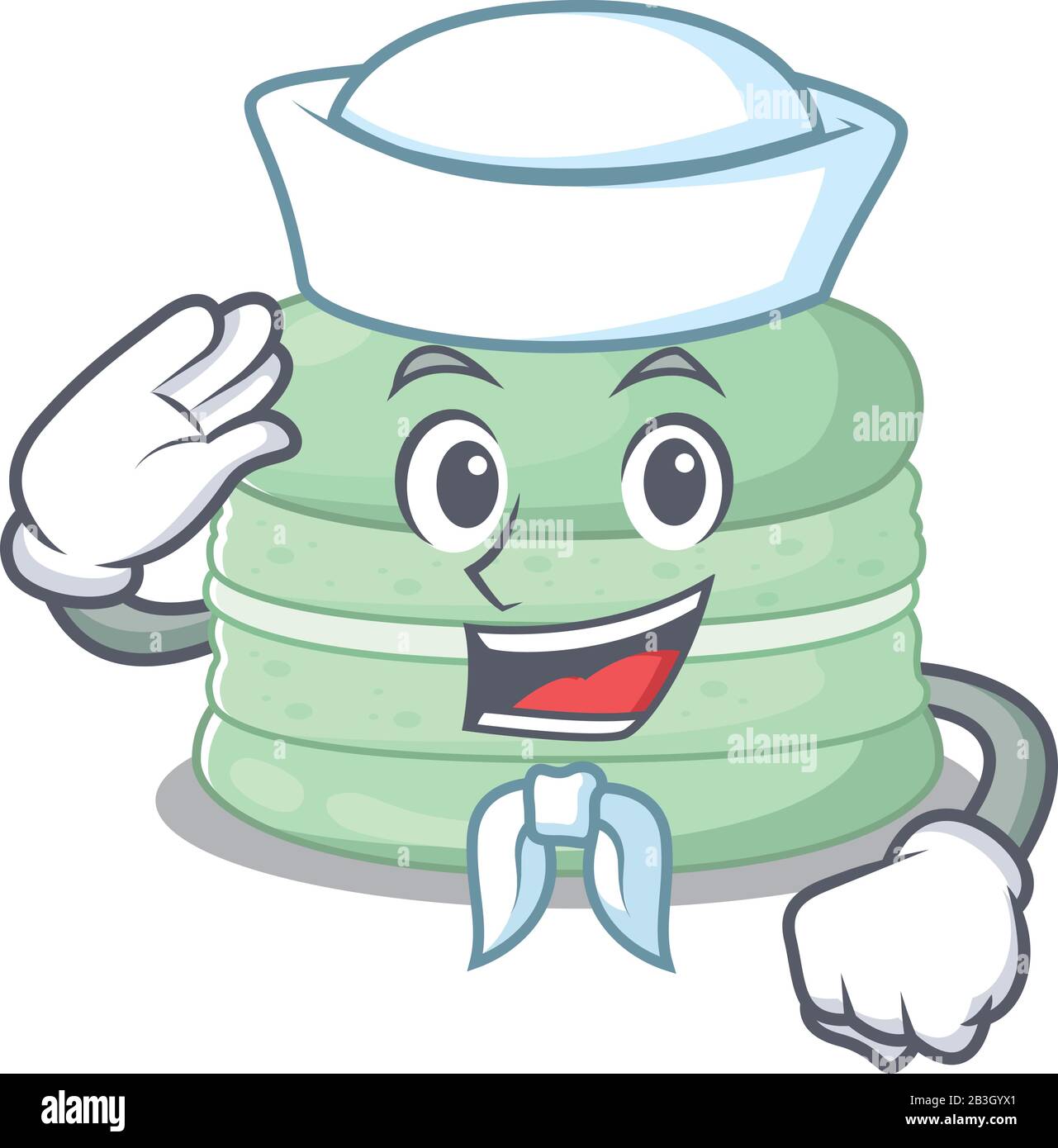 Pistachio macaron cartoon concept Sailor wearing hat Stock Vector Image ...