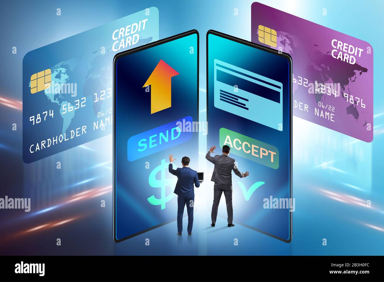 The businessman in money transfer concept Stock Photo - Alamy