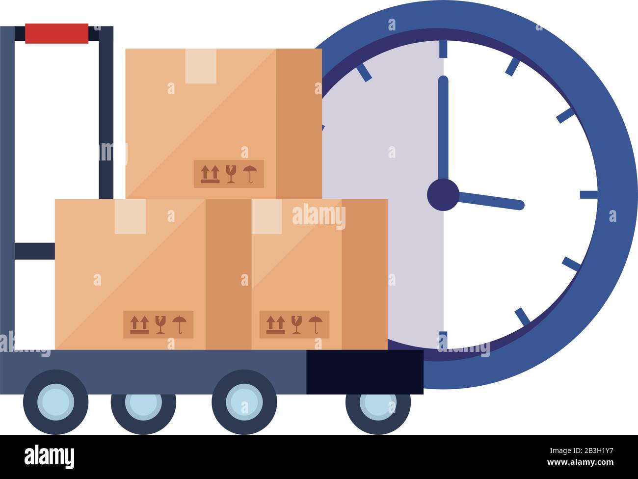 boxes over cart and clock vector design Stock Vector Image & Art - Alamy