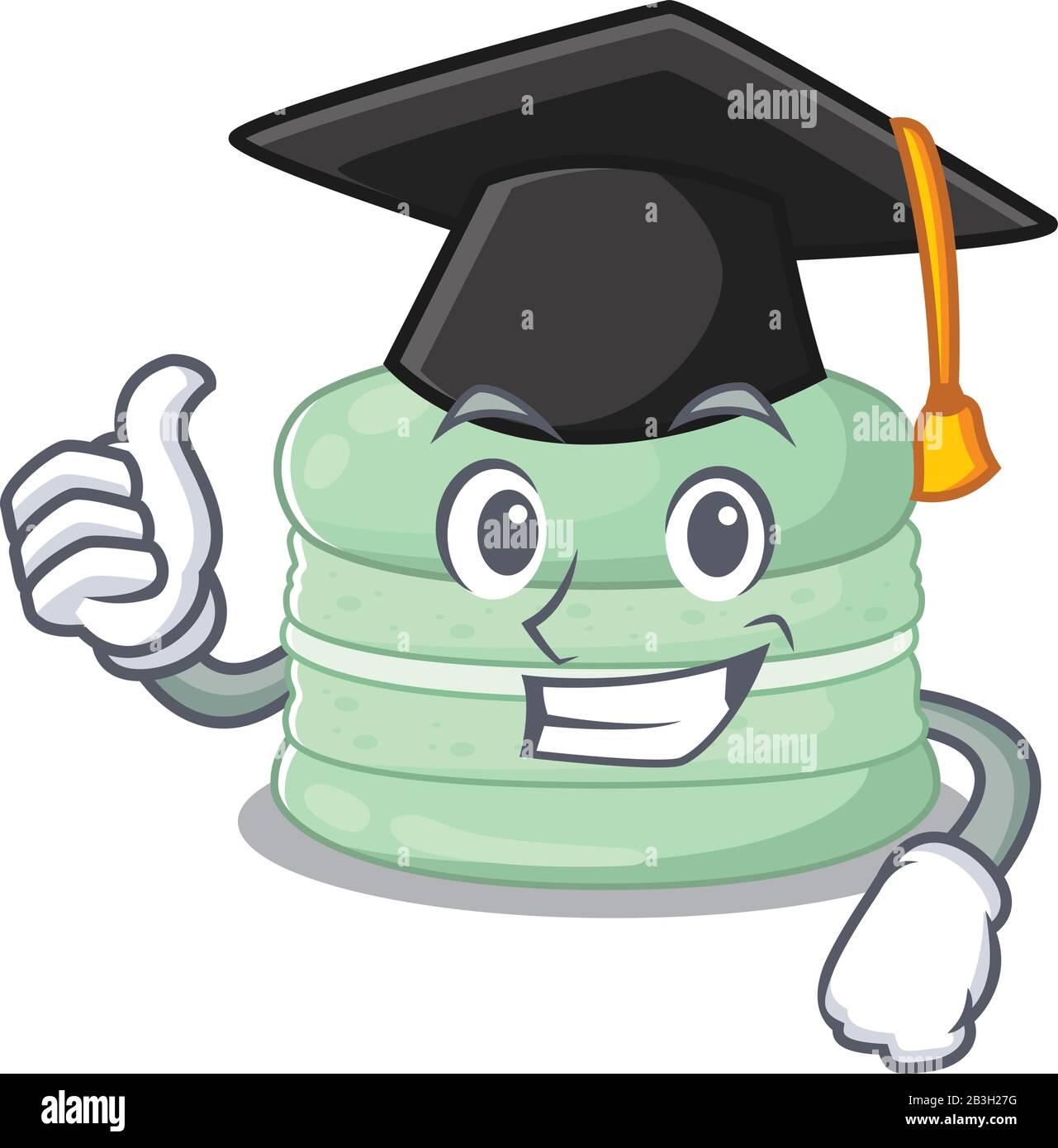 happy and proud of pistachio macaron wearing a black Graduation hat ...