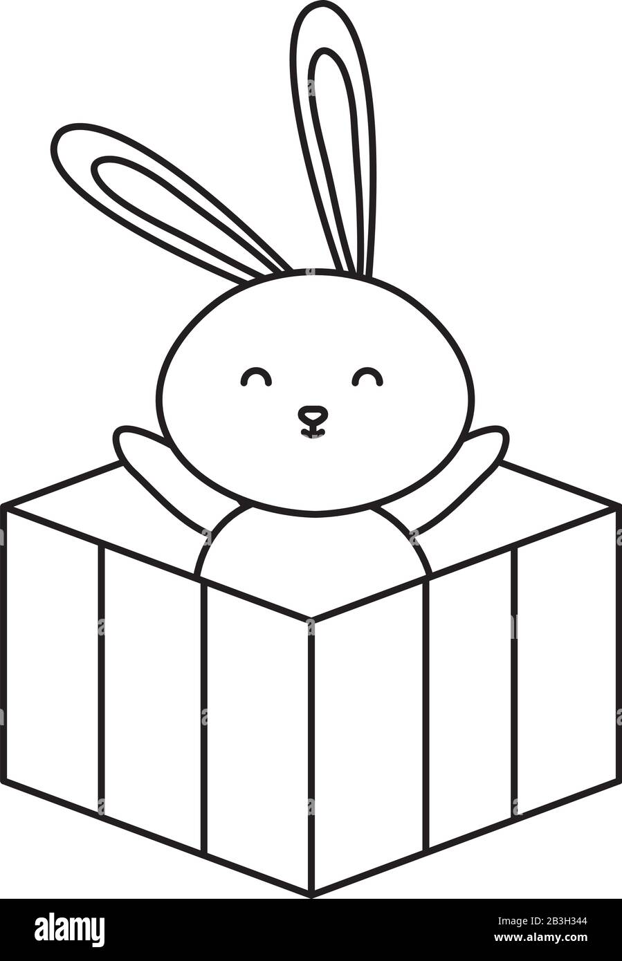 cute rabbit in gift box isolated icon Stock Vector Image & Art - Alamy