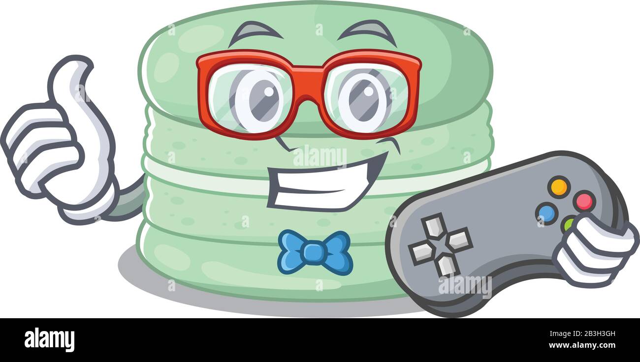 Smiley gamer pistachio macaron cartoon mascot style Stock Vector Image ...