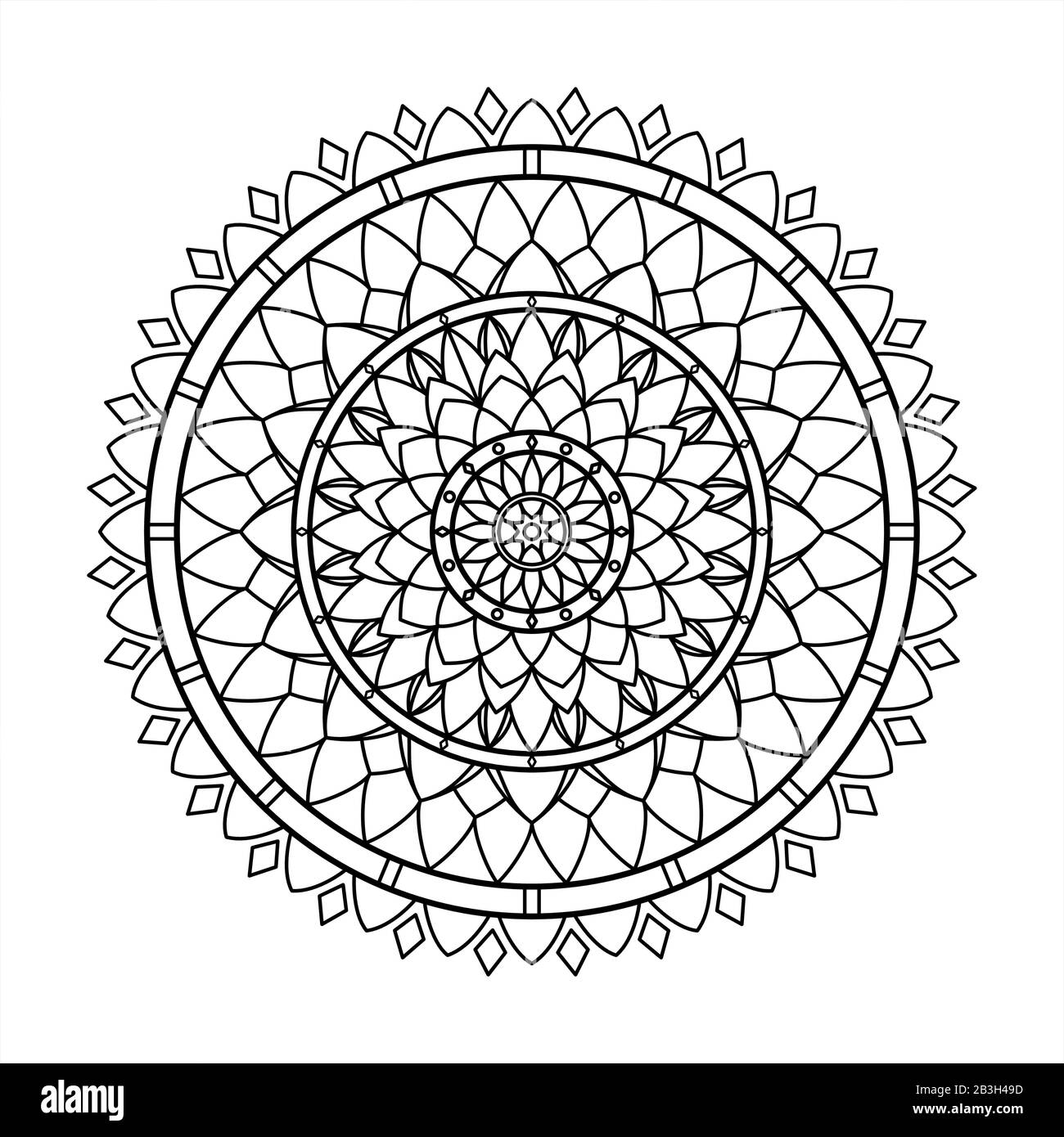 Contour Floral Mandala With Ornament. Decorative Elements, Oriental ...