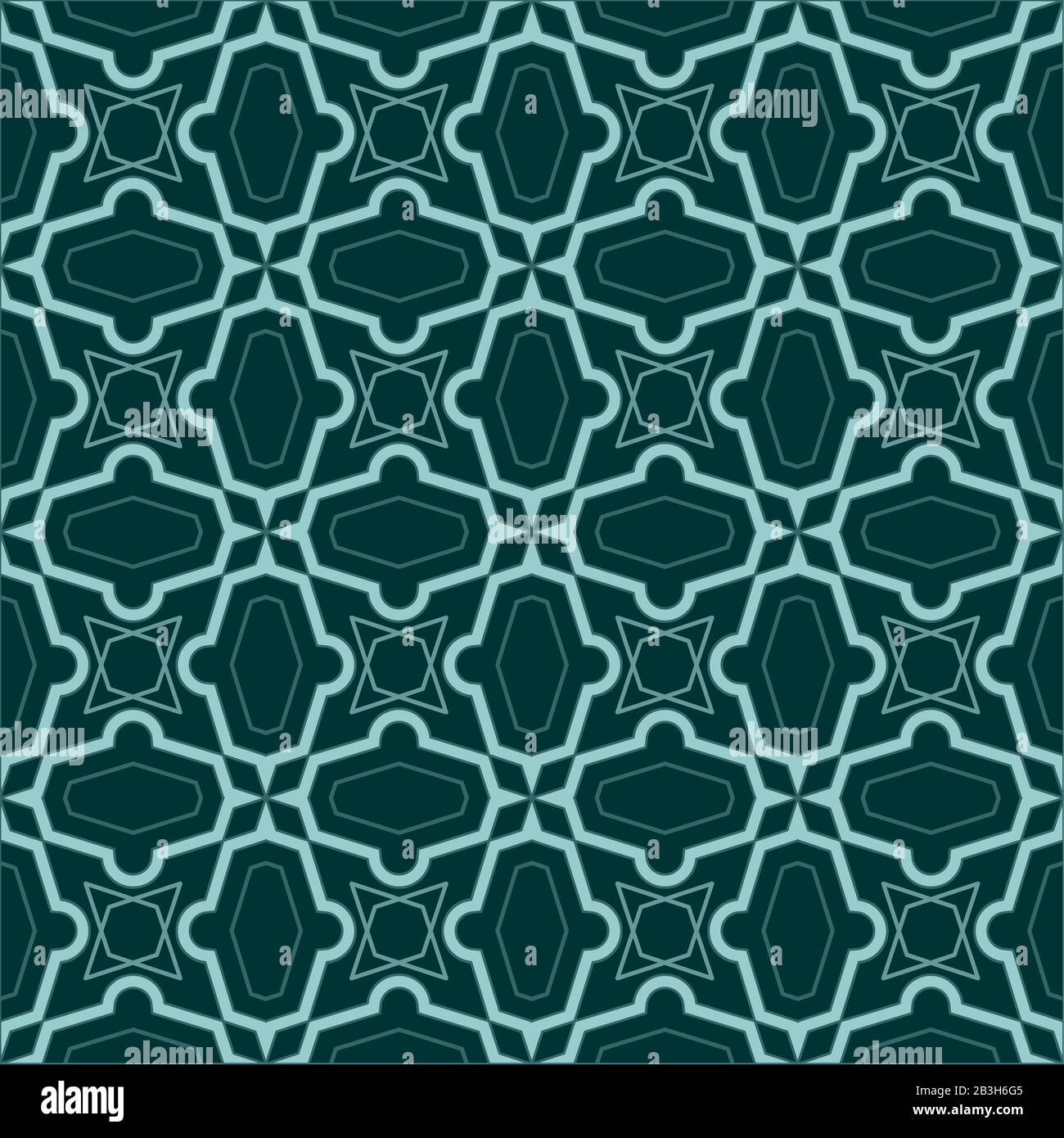 Seamless Geometric Pattern Of Rhombuses And Polygons. Blue Pattern On A ...