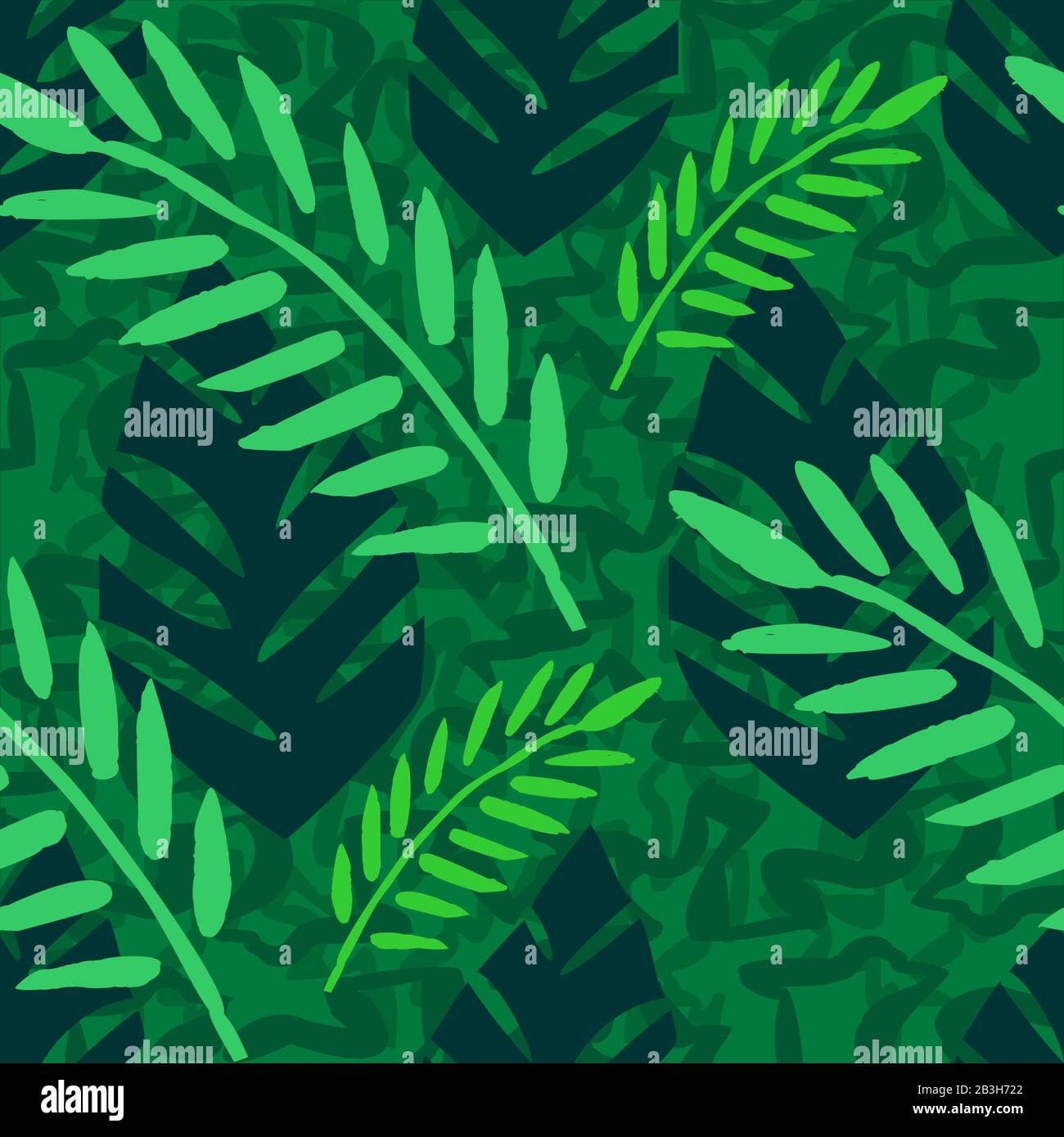 Exotic Tropical Vector Seamless Pattern. Leaves Of Palm Trees, Monstera ...