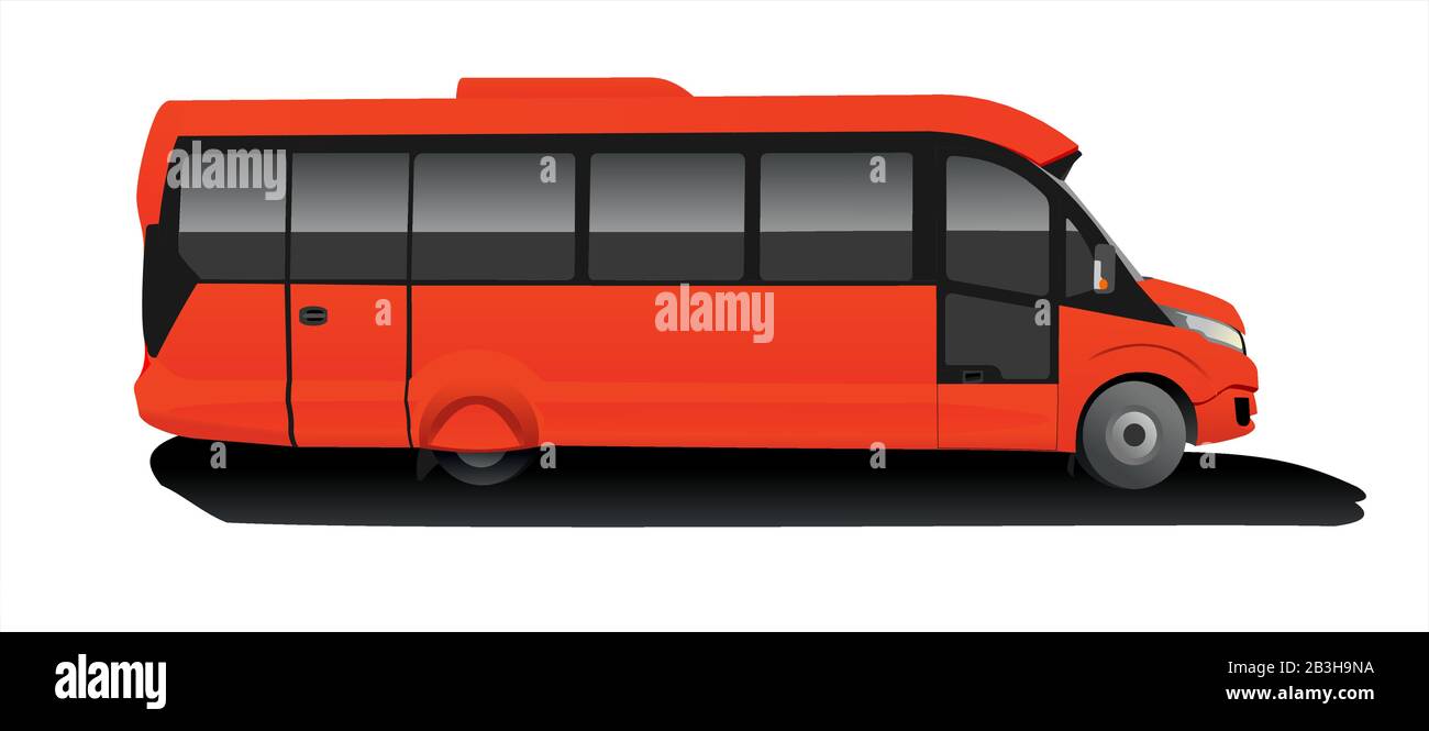Red Bus, Side view. Tourist bus. Sightseeing bus. Modern flat Vector ...