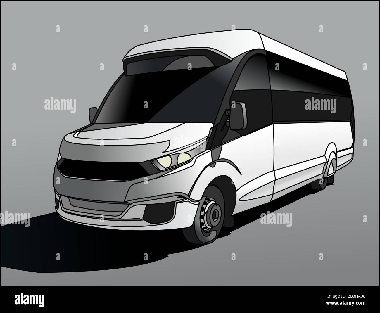 White Bus, three quarter view. Tourist bus. Sightseeing bus. Modern ...