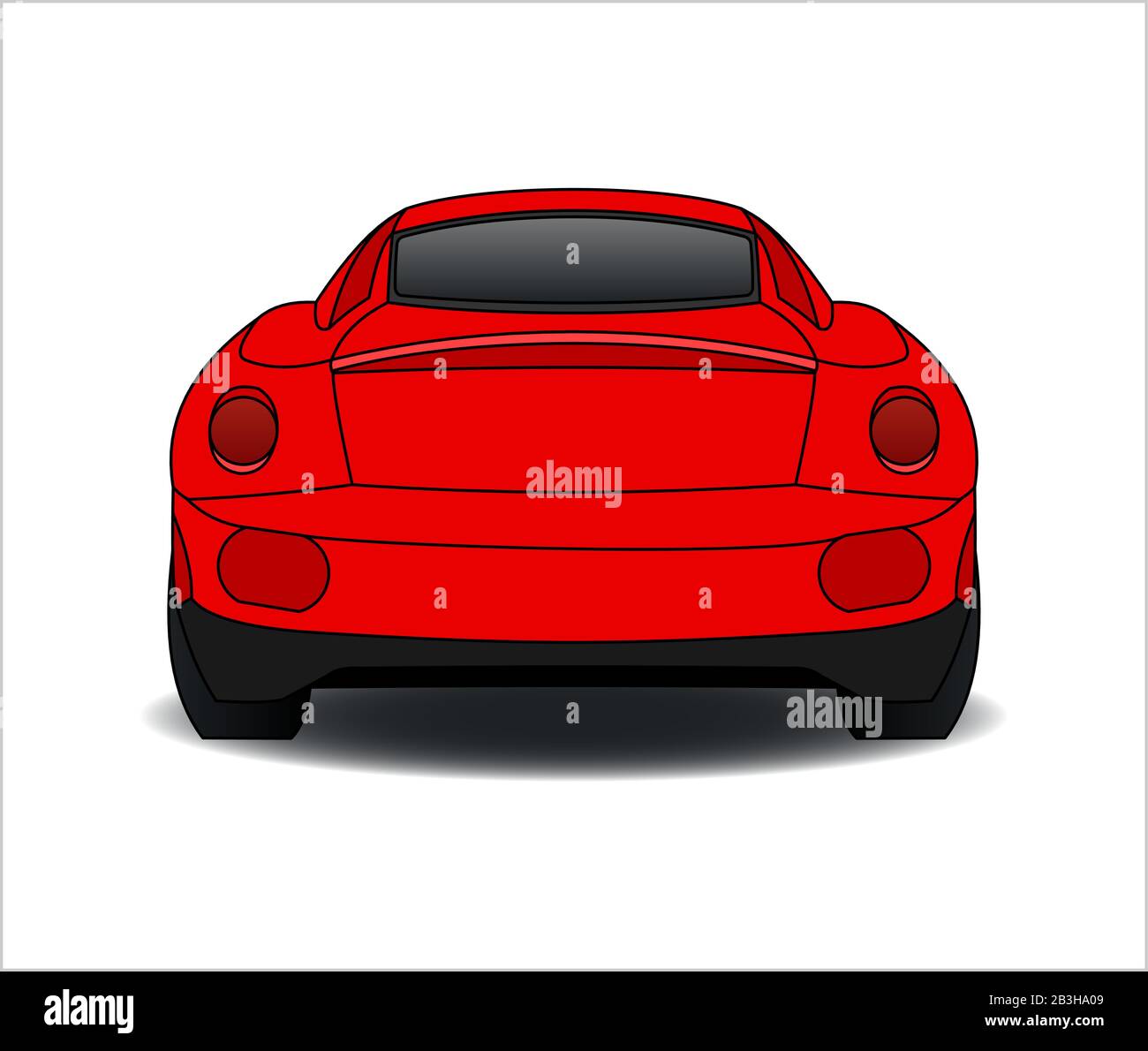 Red Car, Rear view. Fast Racing car. Modern flat Vector illustration on ...