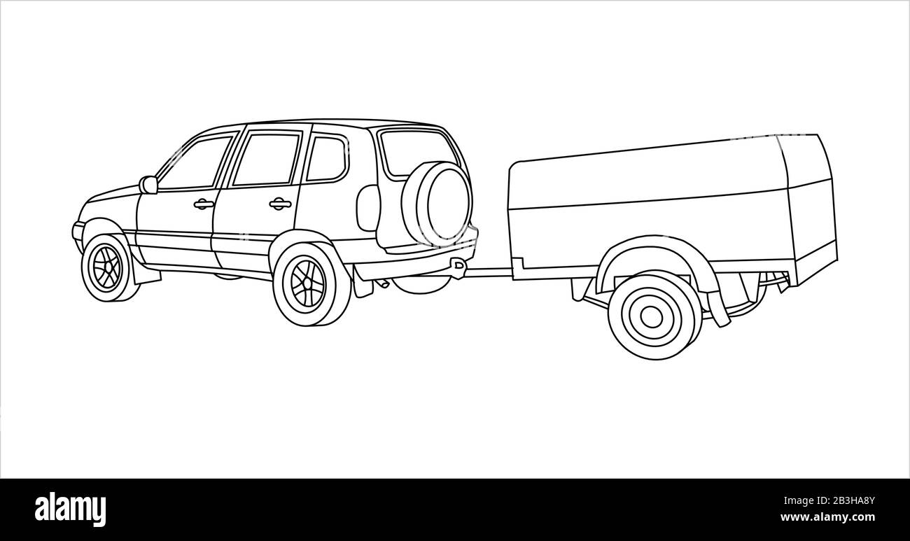 Jeep trailer Black and White Stock Photos & Images - Alamy