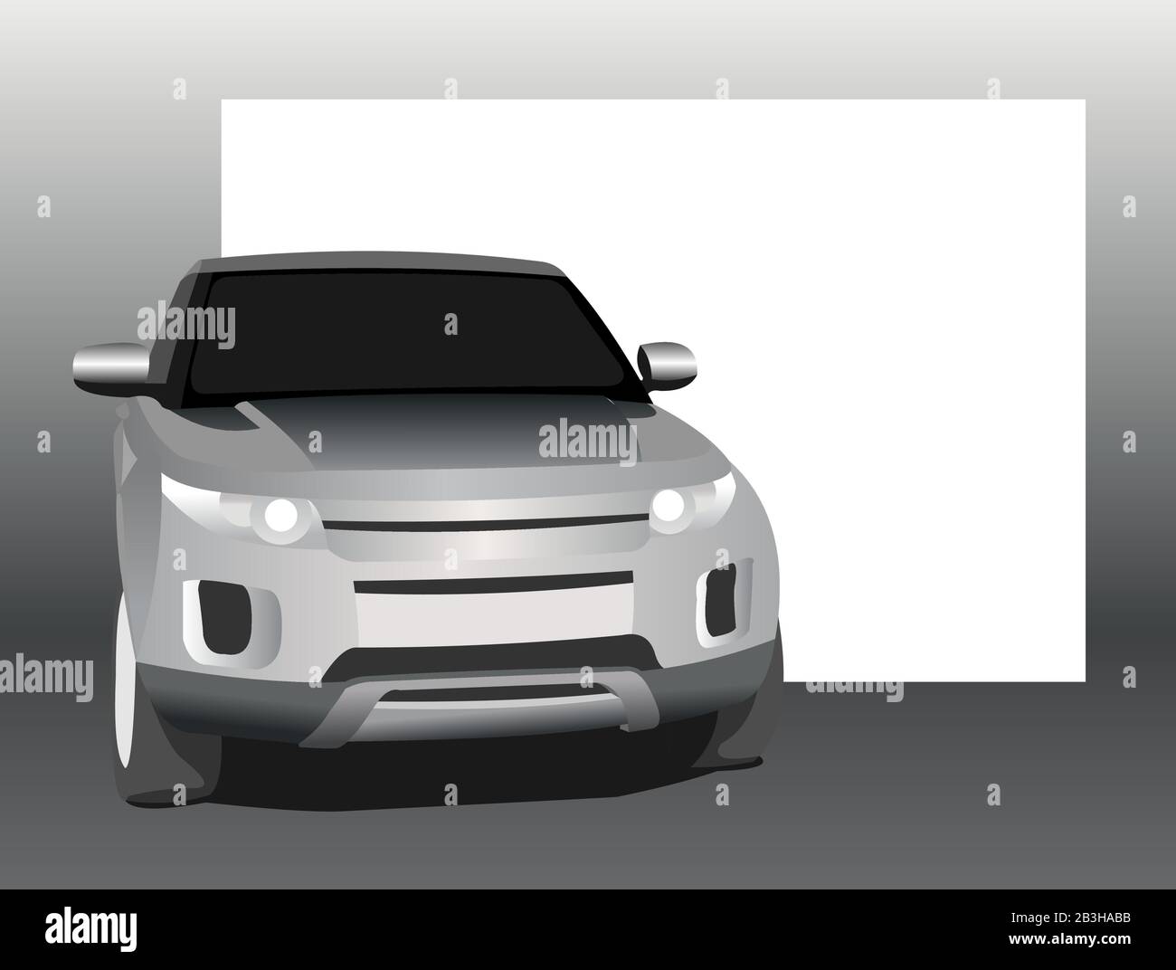 SUV, front view, on a background of a blank white banner. Expensive car ...