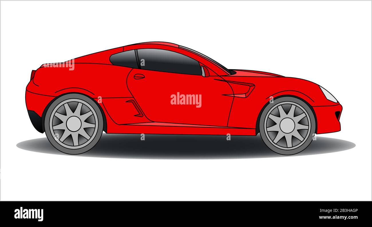 Red Car, Side view. Fast Racing car. Modern flat Vector illustration on ...