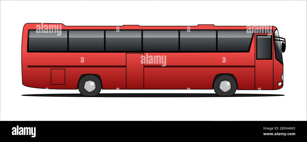 Vector tourist bus, side view, template isolated on white background ...