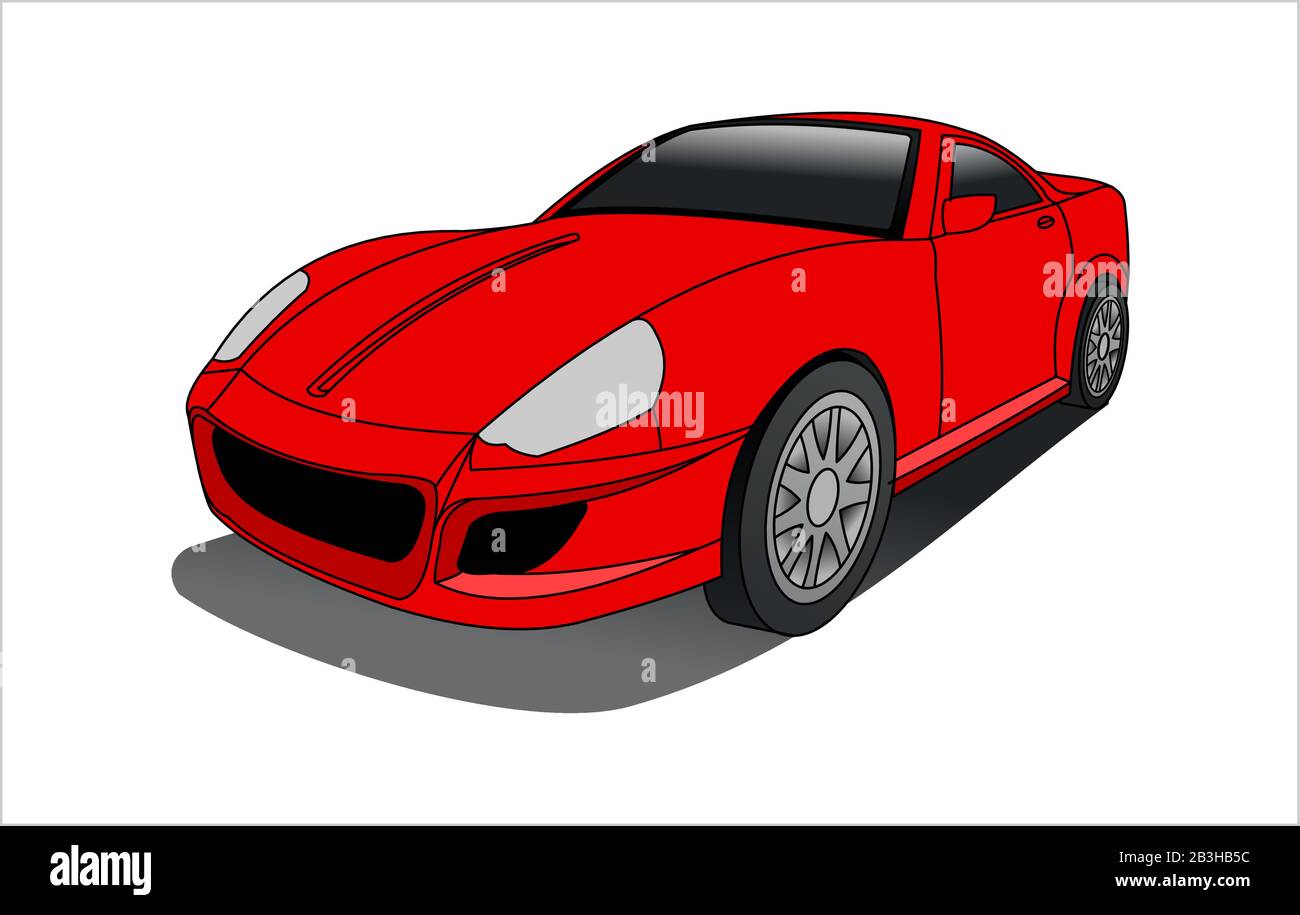 Red Car, Three-quarter view. Fast Racing car. Modern flat Vector ...