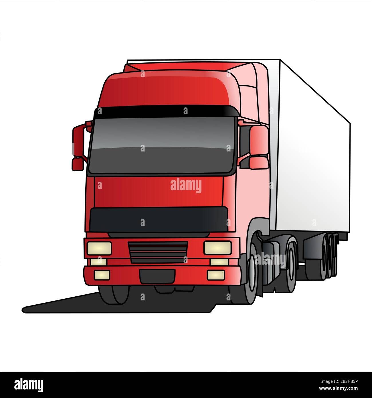 truck trailer with container. Front view. View of three quarters Stock ...