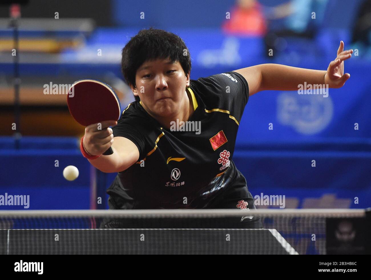 Doha. 4th Mar, 2019. Sun Mingyang of China hits a return during the ...