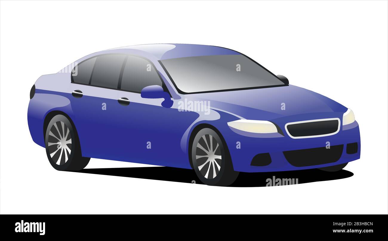 Passenger car, isolated on a white background, three fourth view ...