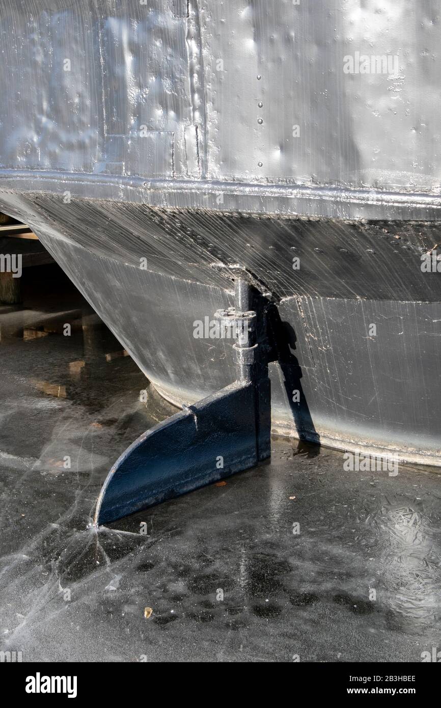 ship rudder in ice at winter Stock Photo - Alamy